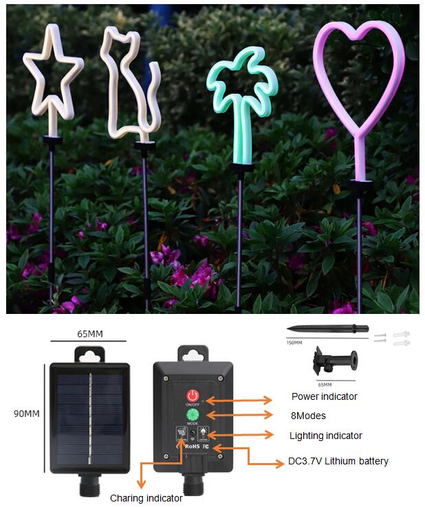 New Waterproof LED Decorative Neon Solar Animated Lights for Garden ...